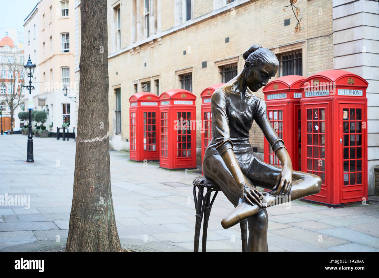 LONDON, UK - DECEMBER 20: Young Dancer statue, by Enzo Plazzotta, with ...