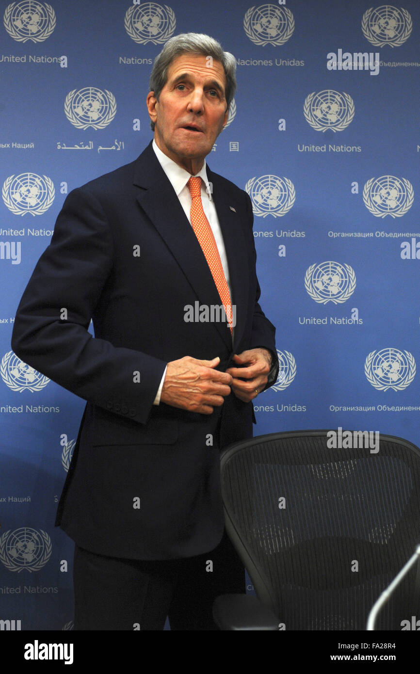Secretary of State John Kerry addresses the press. Following the ...