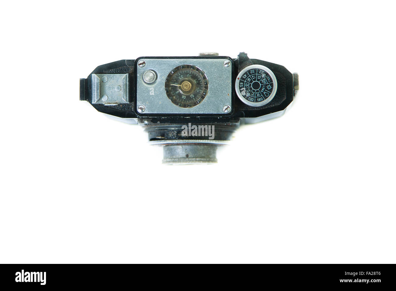 top view of old camera on white background Stock Photo - Alamy