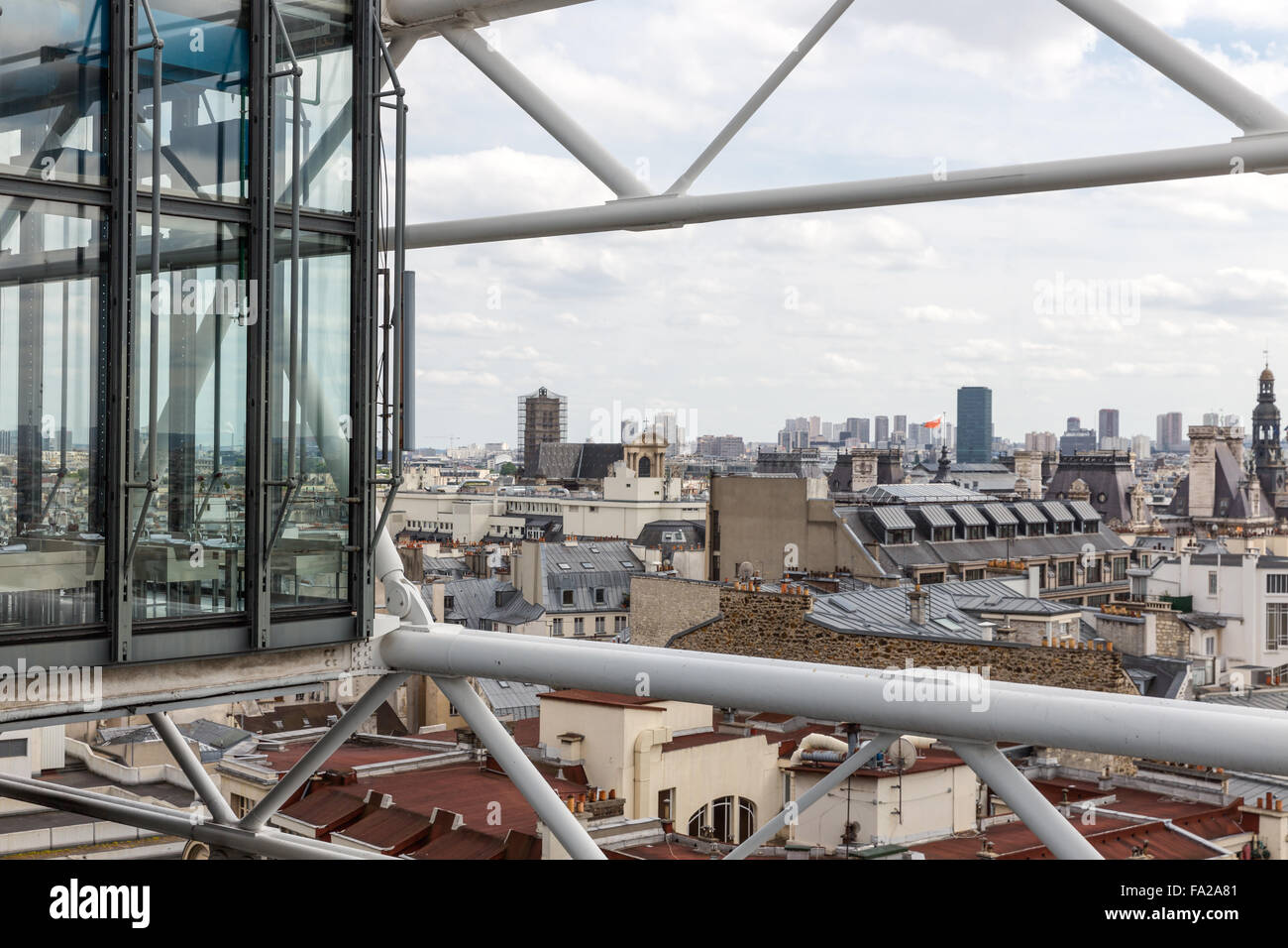Aerial view at Paris from roof terrace of Centre Pompidou Stock Photo ...