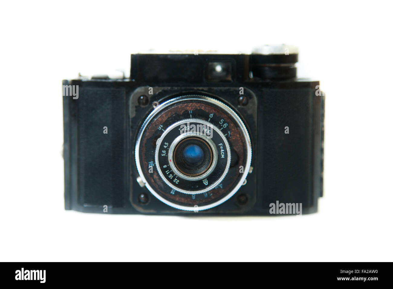 top view of old camera on white background Stock Photo - Alamy