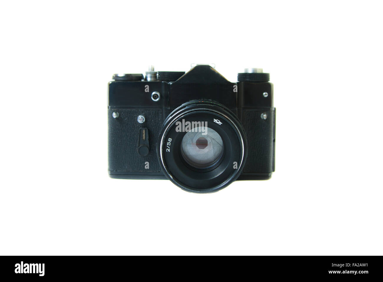 top view of old camera on white background Stock Photo - Alamy