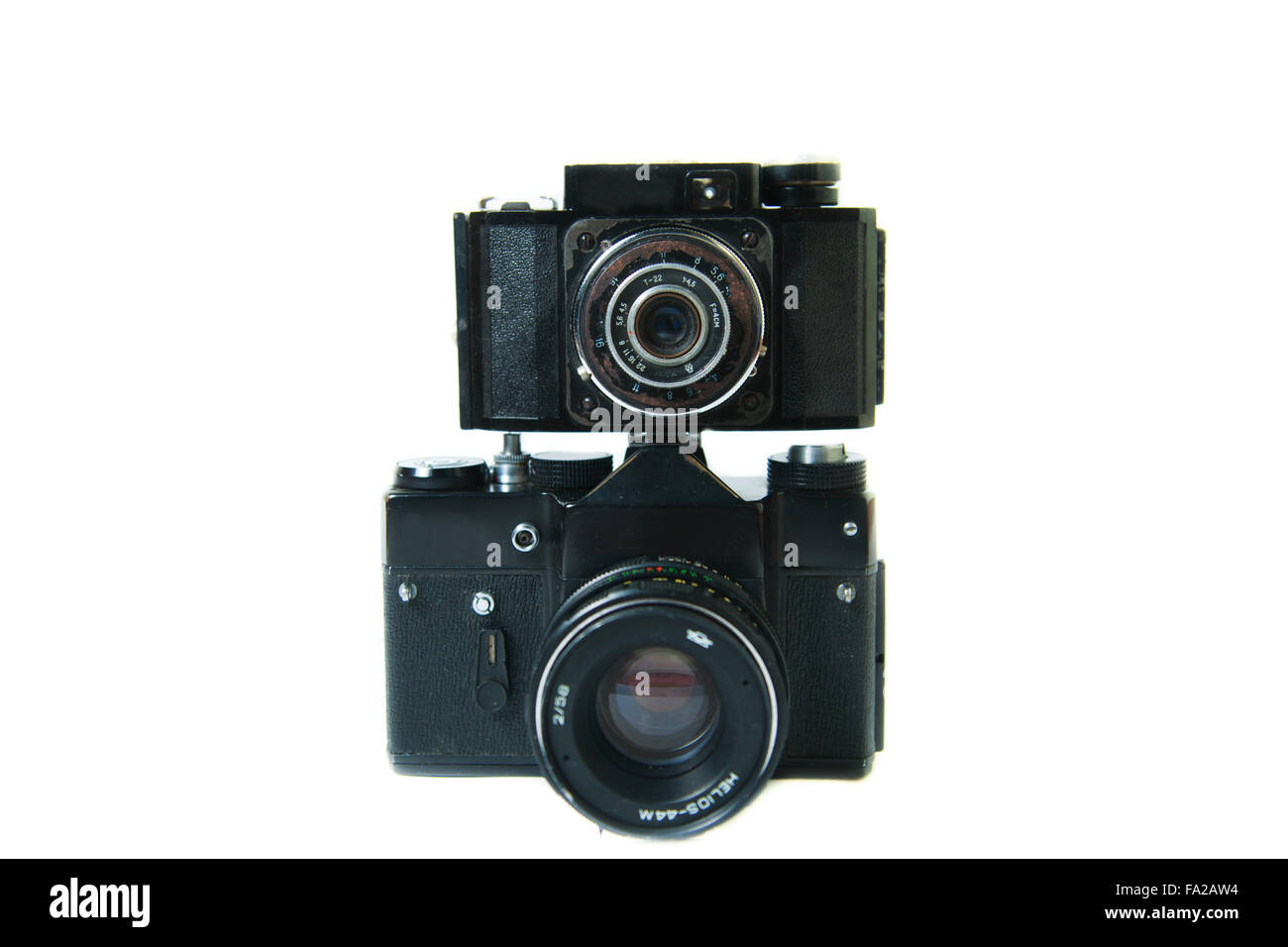 top view of old camera on white background Stock Photo - Alamy