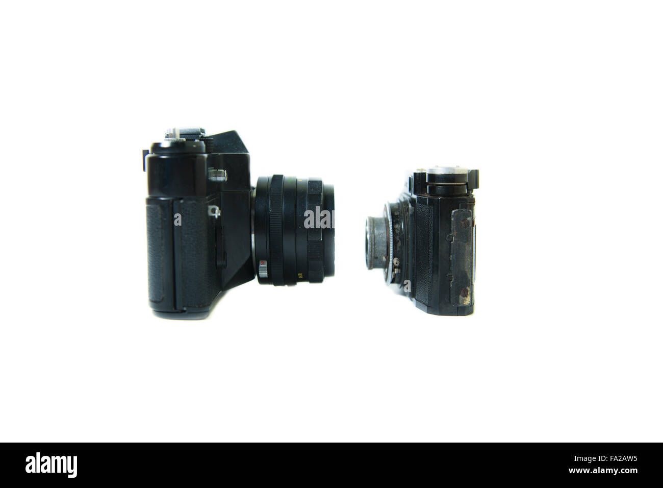 top view of old camera on white background Stock Photo - Alamy