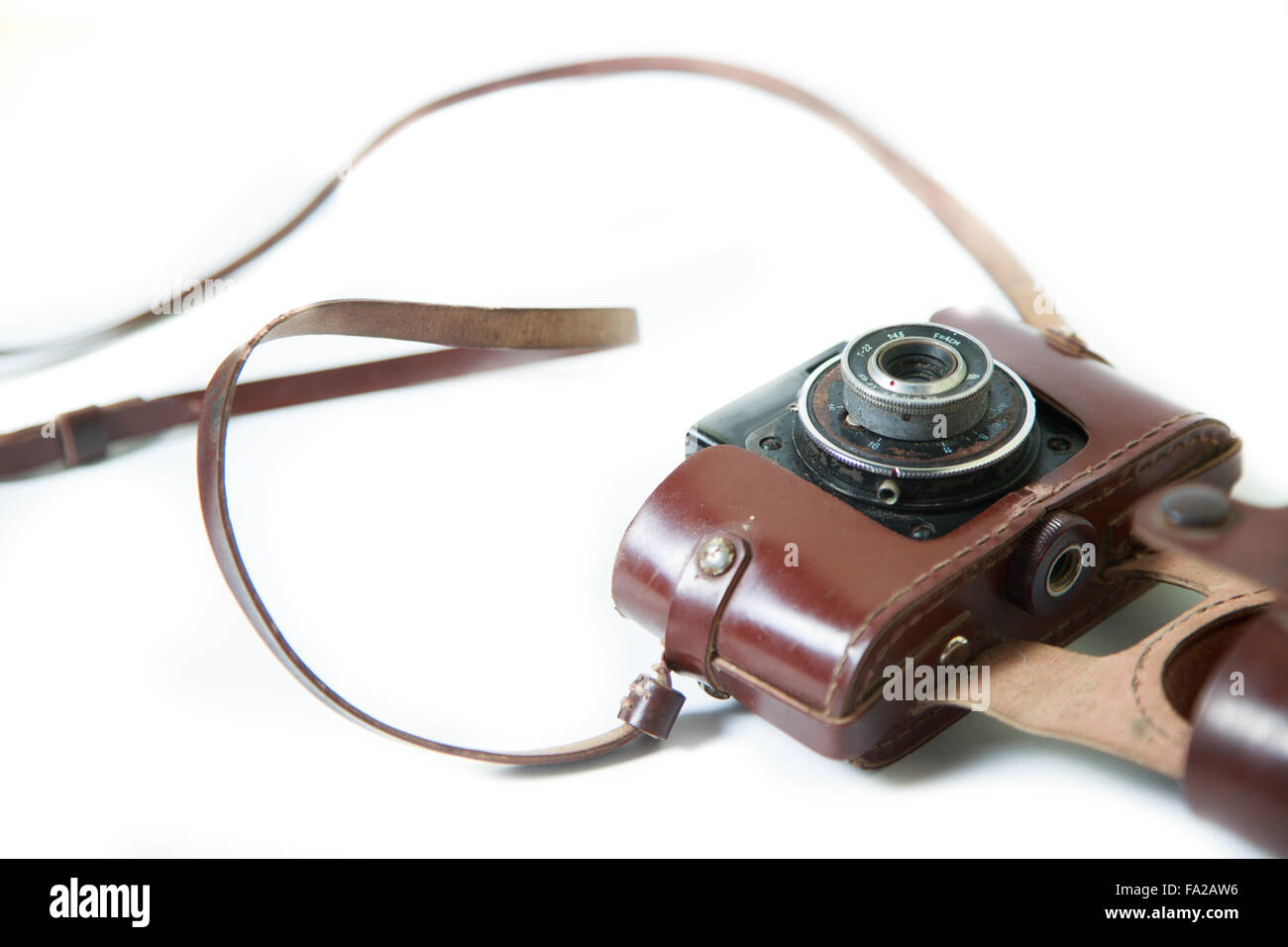 top view of old camera on white background Stock Photo - Alamy