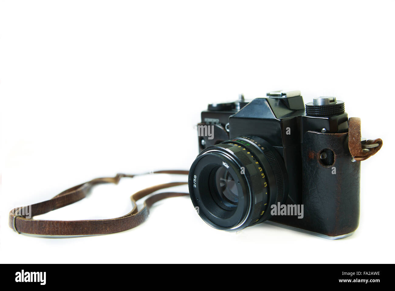 top view of old camera on white background Stock Photo - Alamy