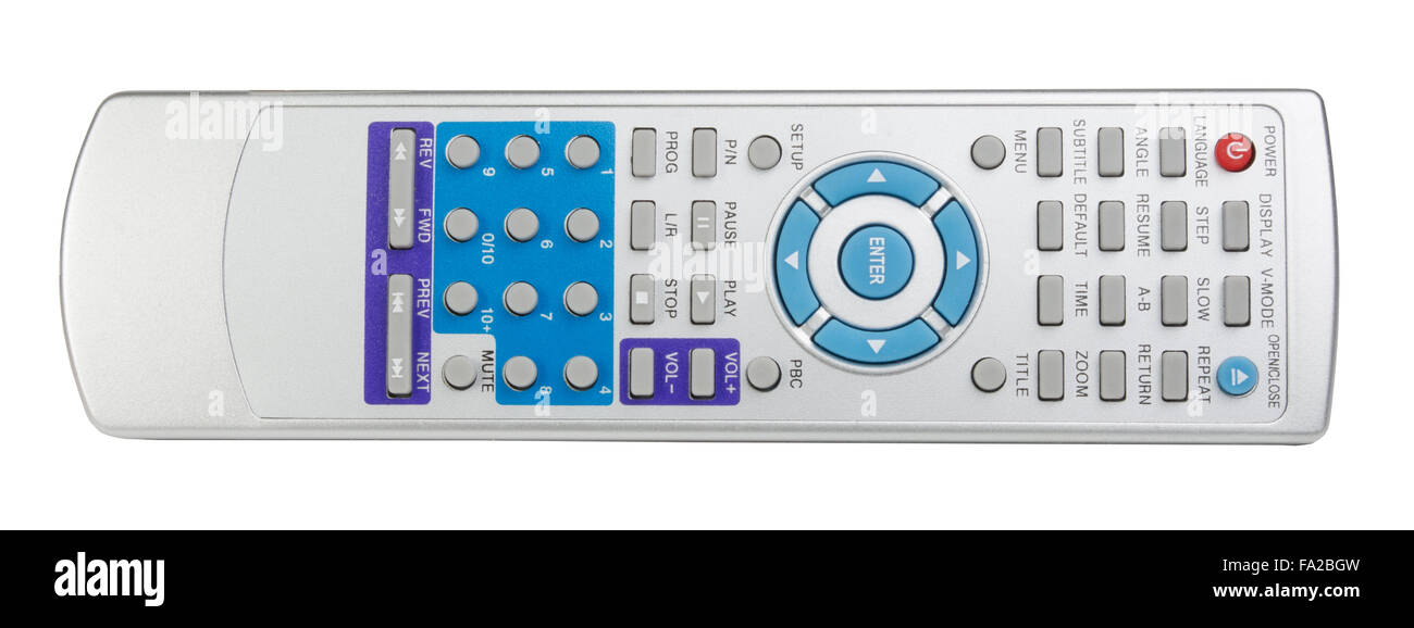 TV remote control isolated on white background Stock Photo - Alamy
