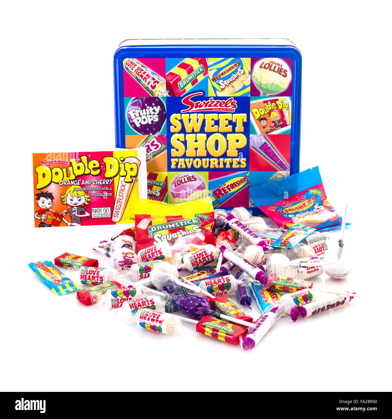 Tin of Swizzels Sweet Shop Favorites on a White Background, Swizzels ...