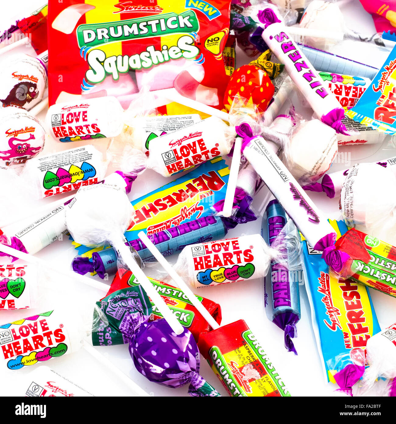 Swizzels Sweet Shop Favorites on a White Background, Swizzels are old ...