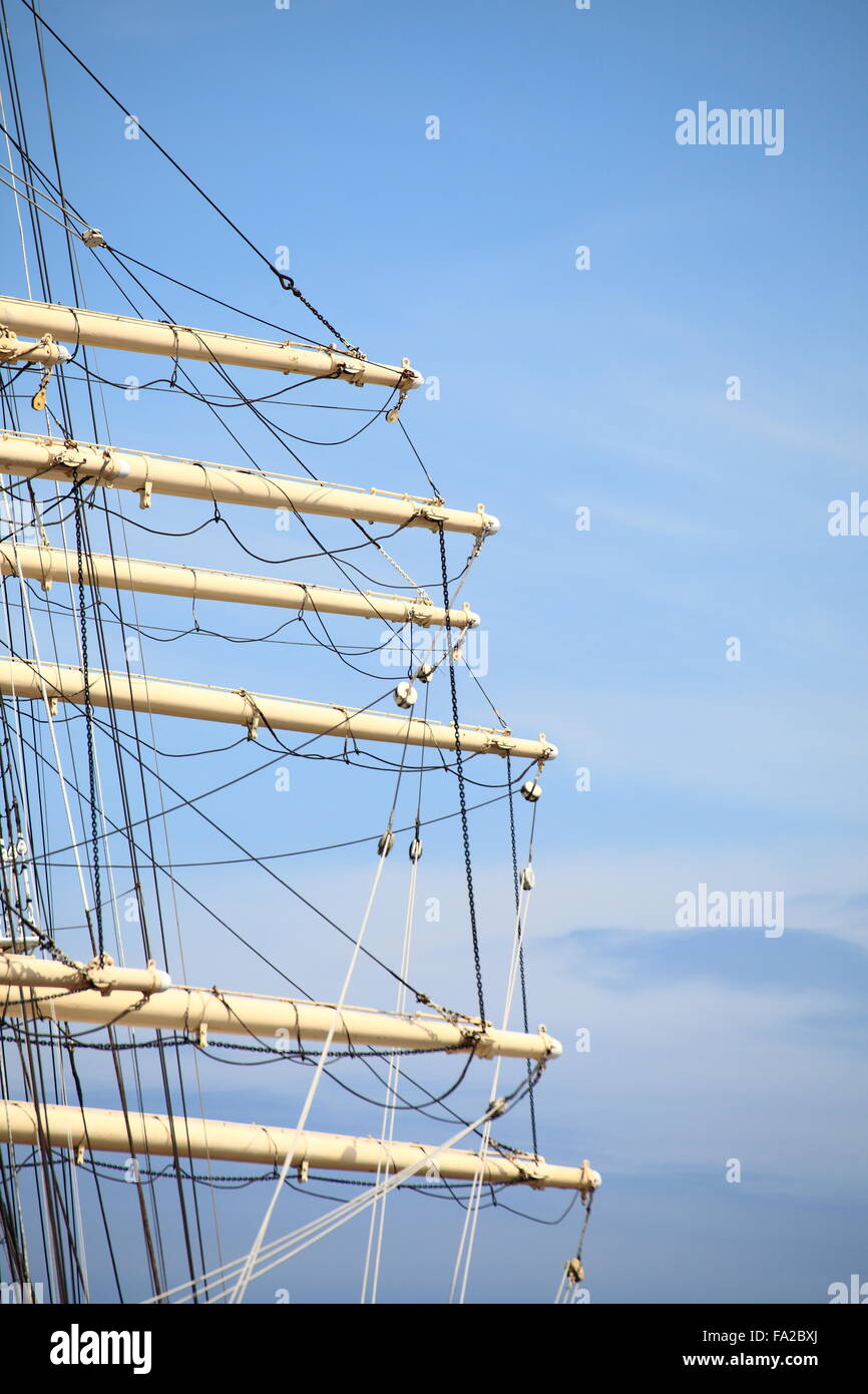 Masts and rope of sailing ship Stock Photo - Alamy