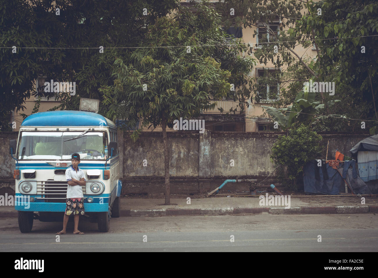 Vintage HIno buses still in operation as public transportaion in Yangon ...