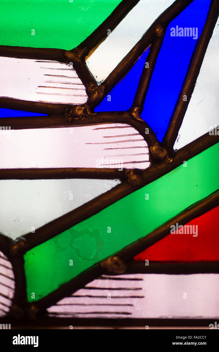 Detail of a stack of books in a stained glass window at the National ...