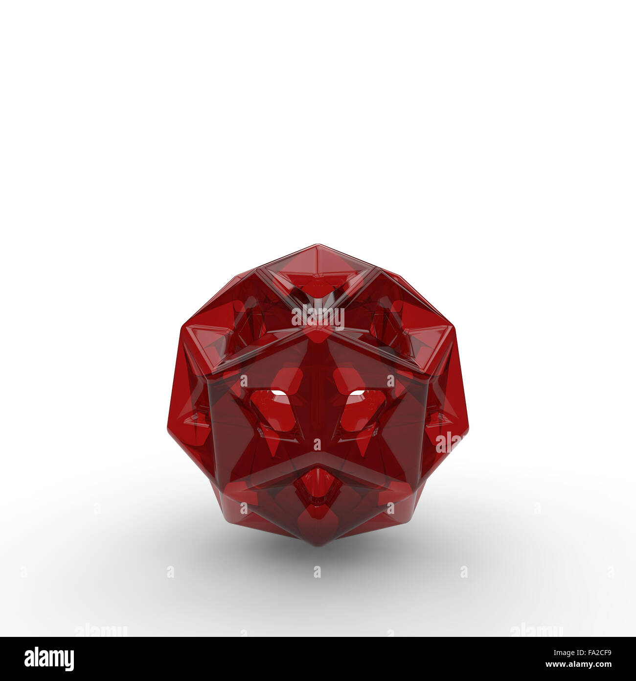 blood red glass pentagram dodecahedron on a white background Stock ...