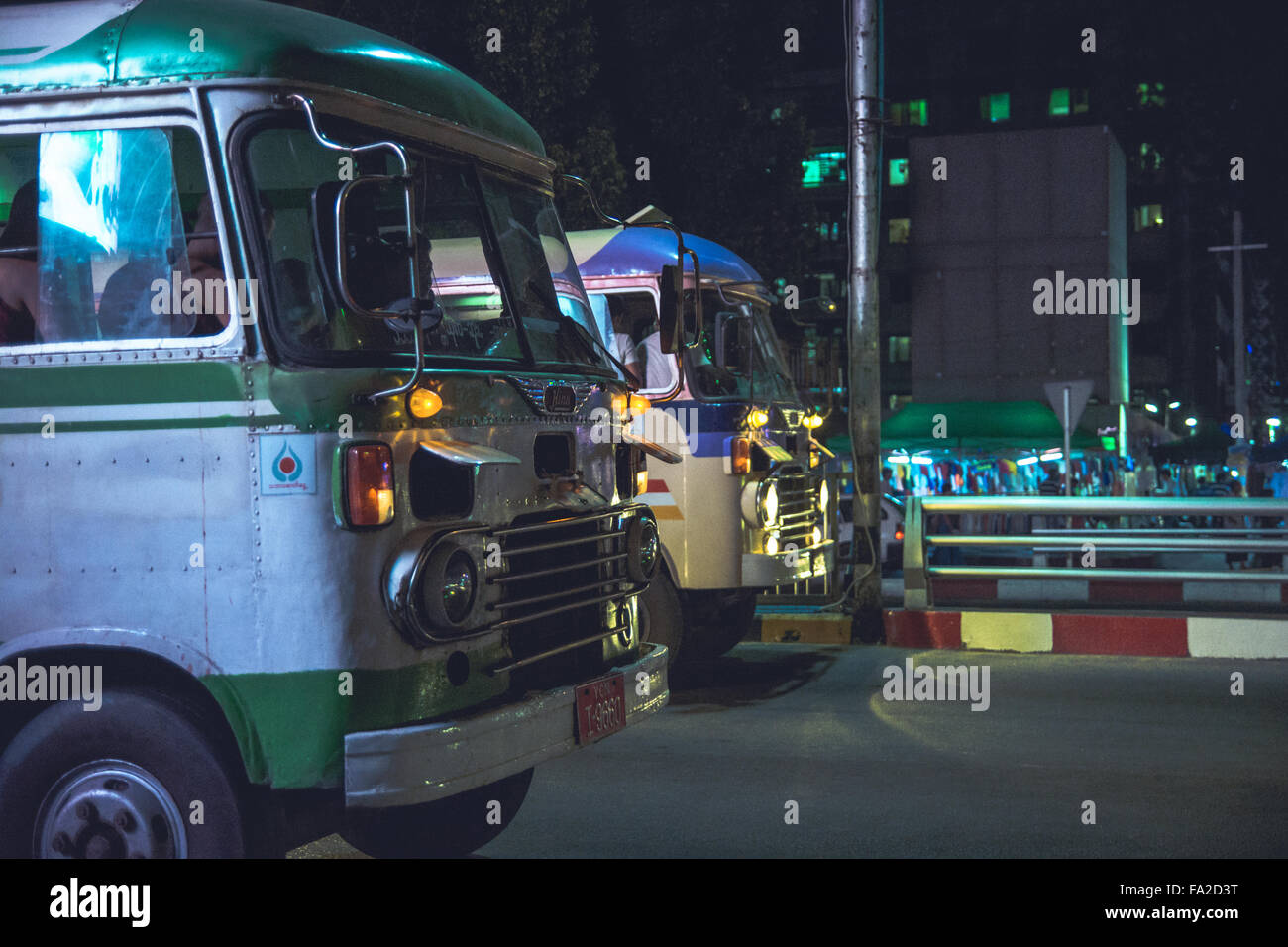 Vintage HIno buses still in operation as public transportaion in Yangon ...