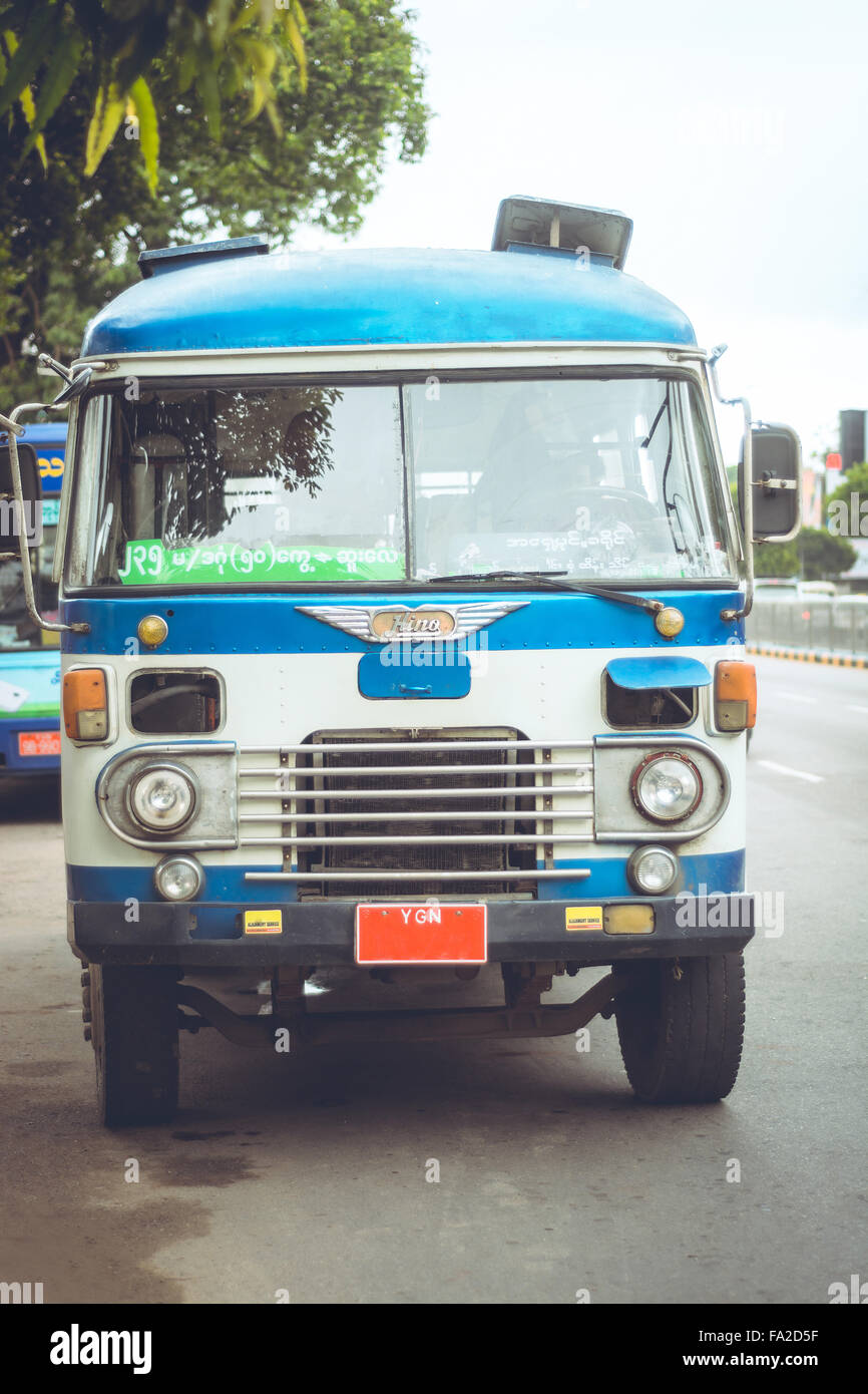Vintage Buses of Yangon, Myanmar, Burma Stock Photo - Alamy