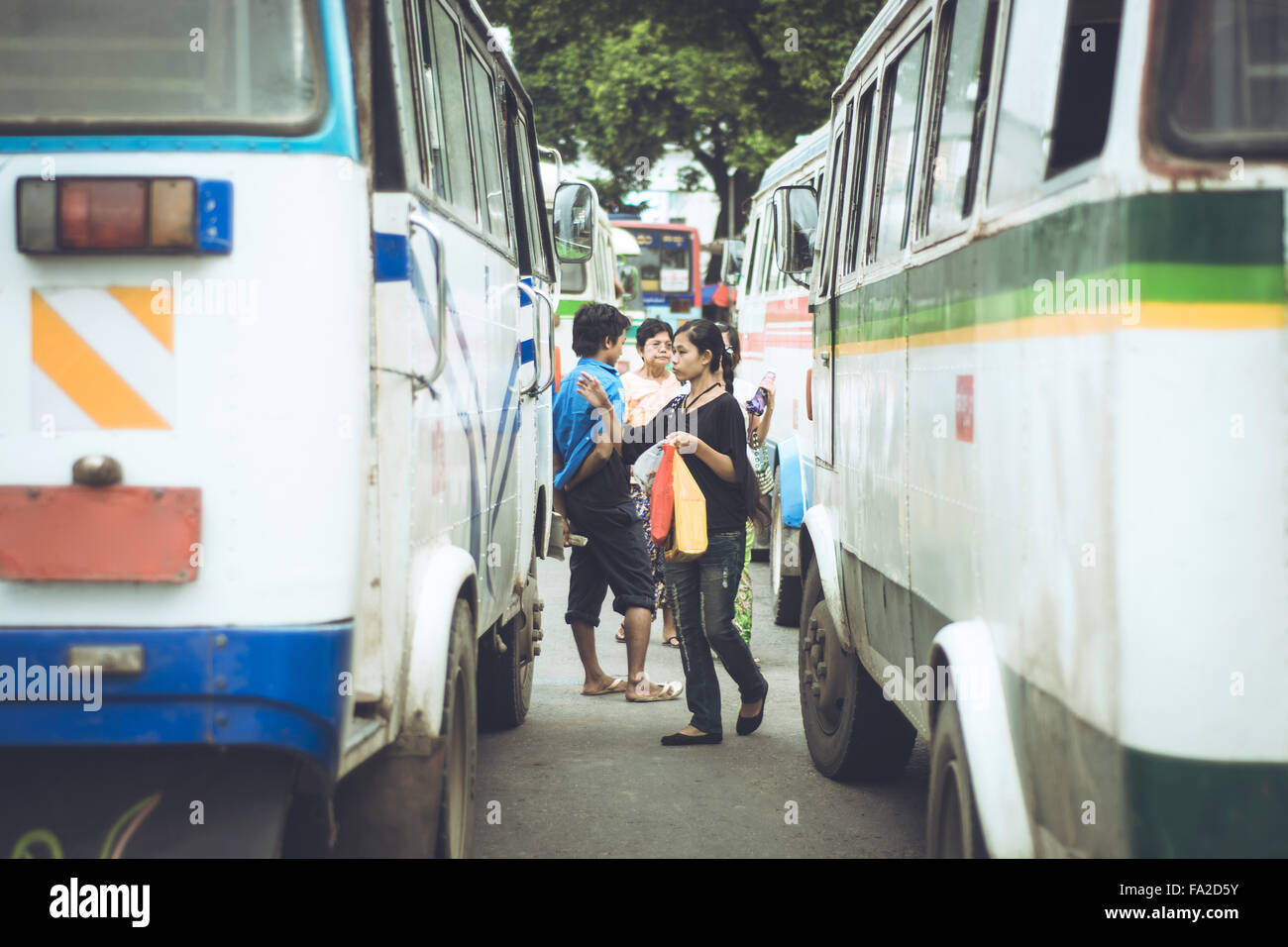 Vintage Buses of Yangon, Myanmar, Burma Stock Photo - Alamy