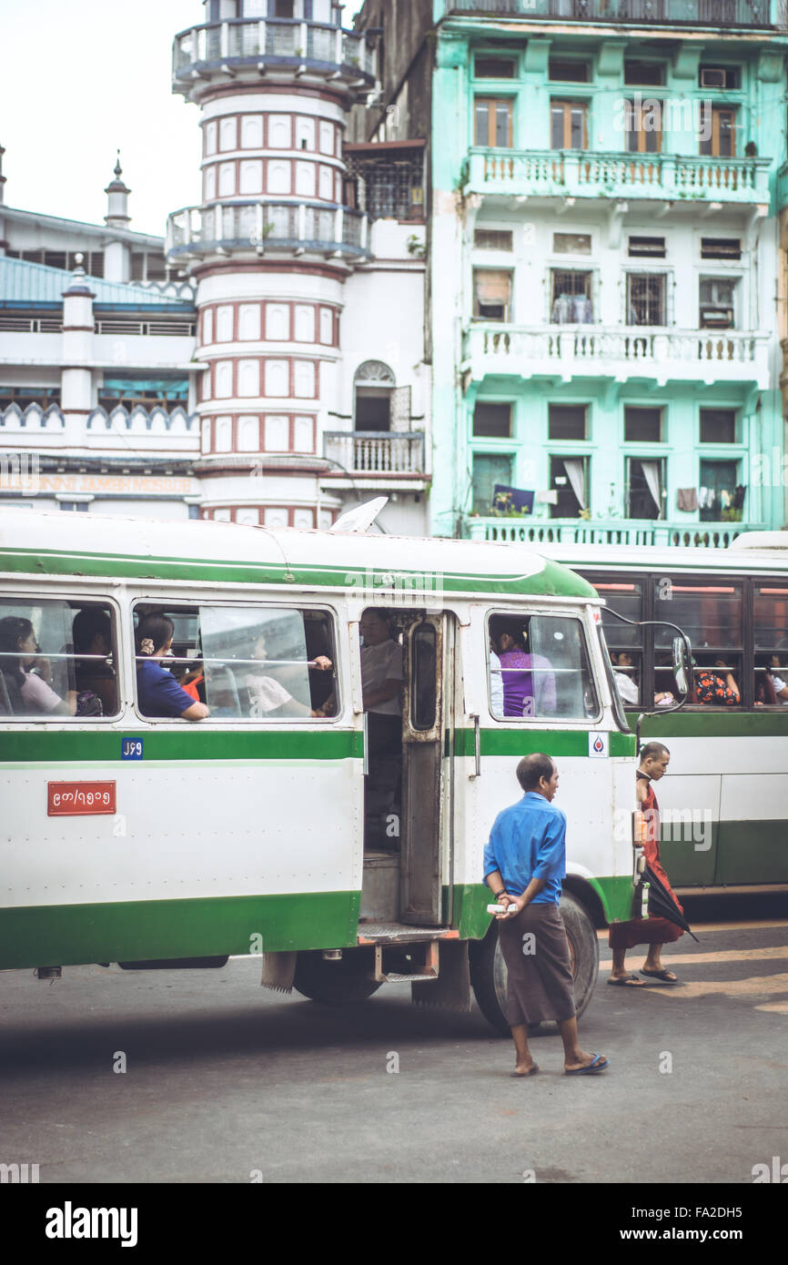 Vintage Buses of Yangon, Myanmar, Burma Stock Photo - Alamy