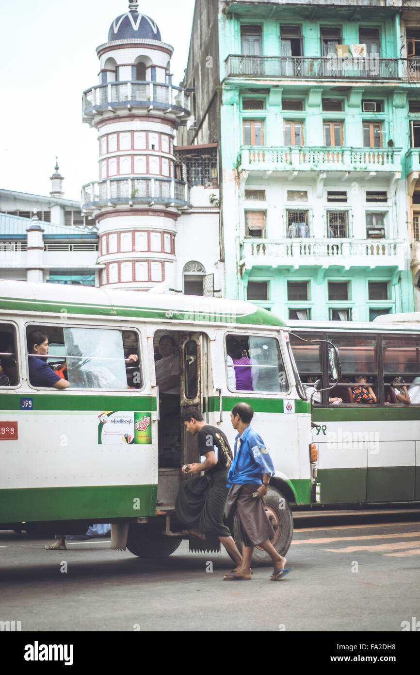 Vintage Buses of Yangon, Myanmar, Burma Stock Photo - Alamy