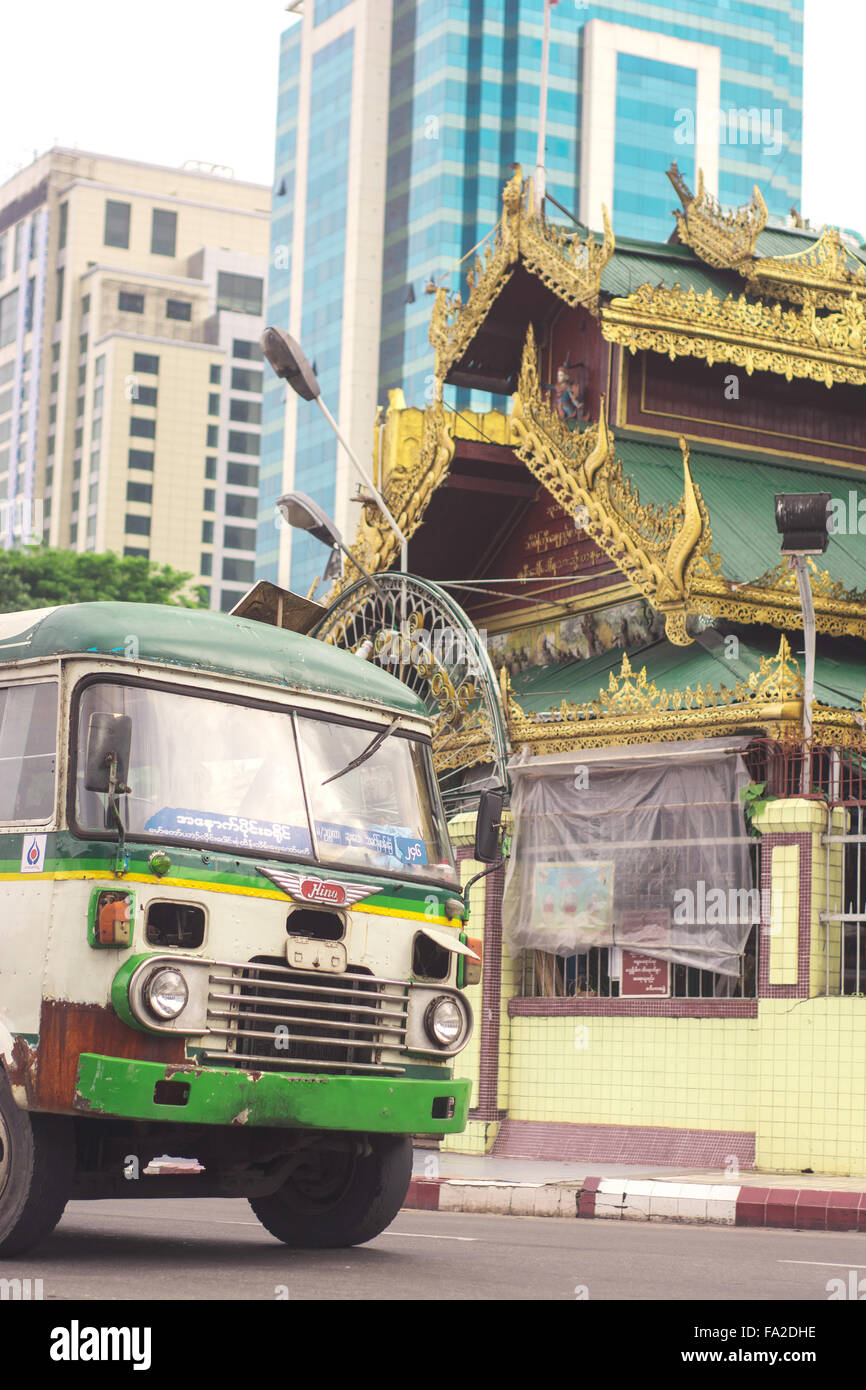 Vintage Buses of Yangon, Myanmar, Burma Stock Photo - Alamy