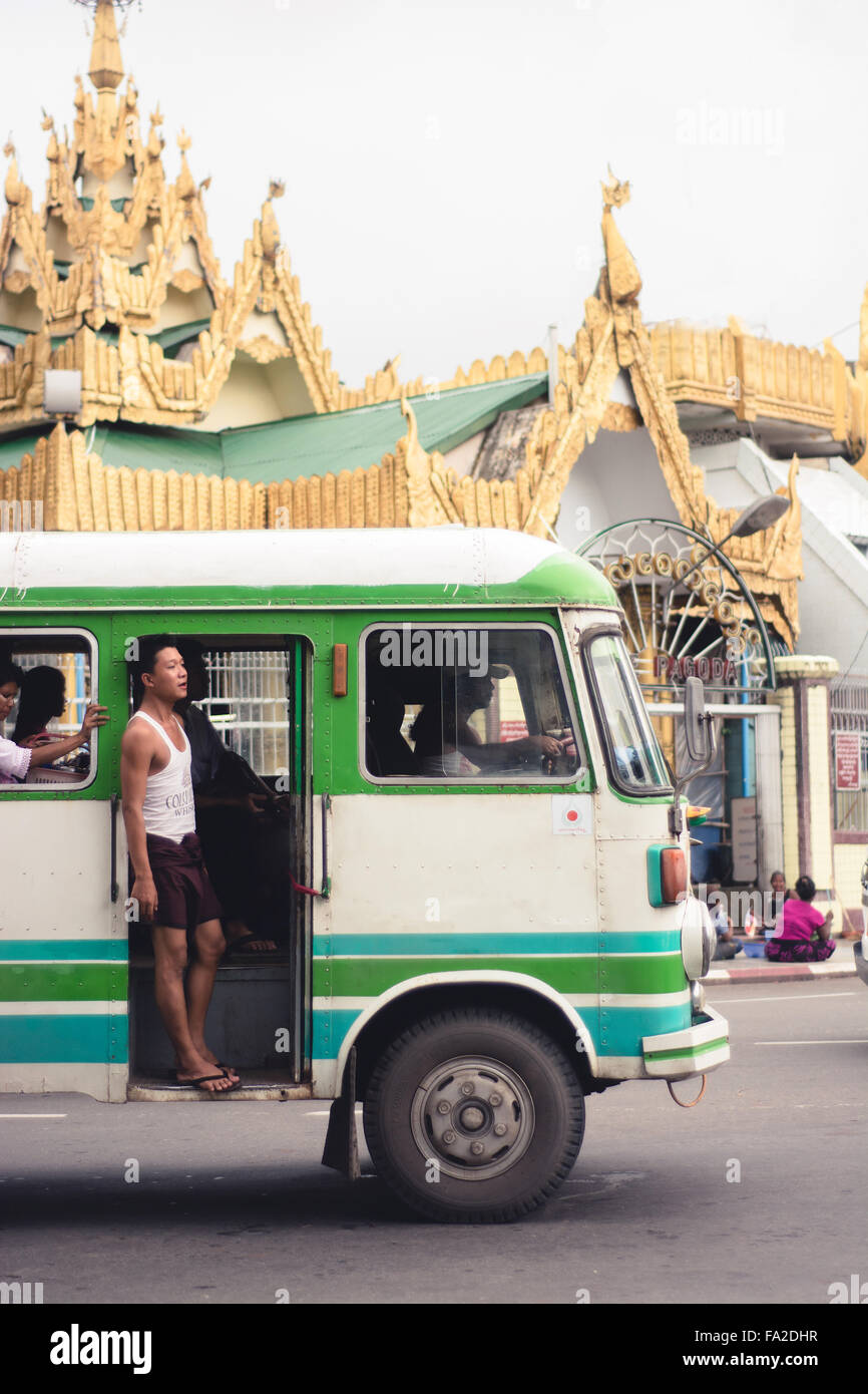 Vintage Buses of Yangon, Myanmar, Burma Stock Photo - Alamy