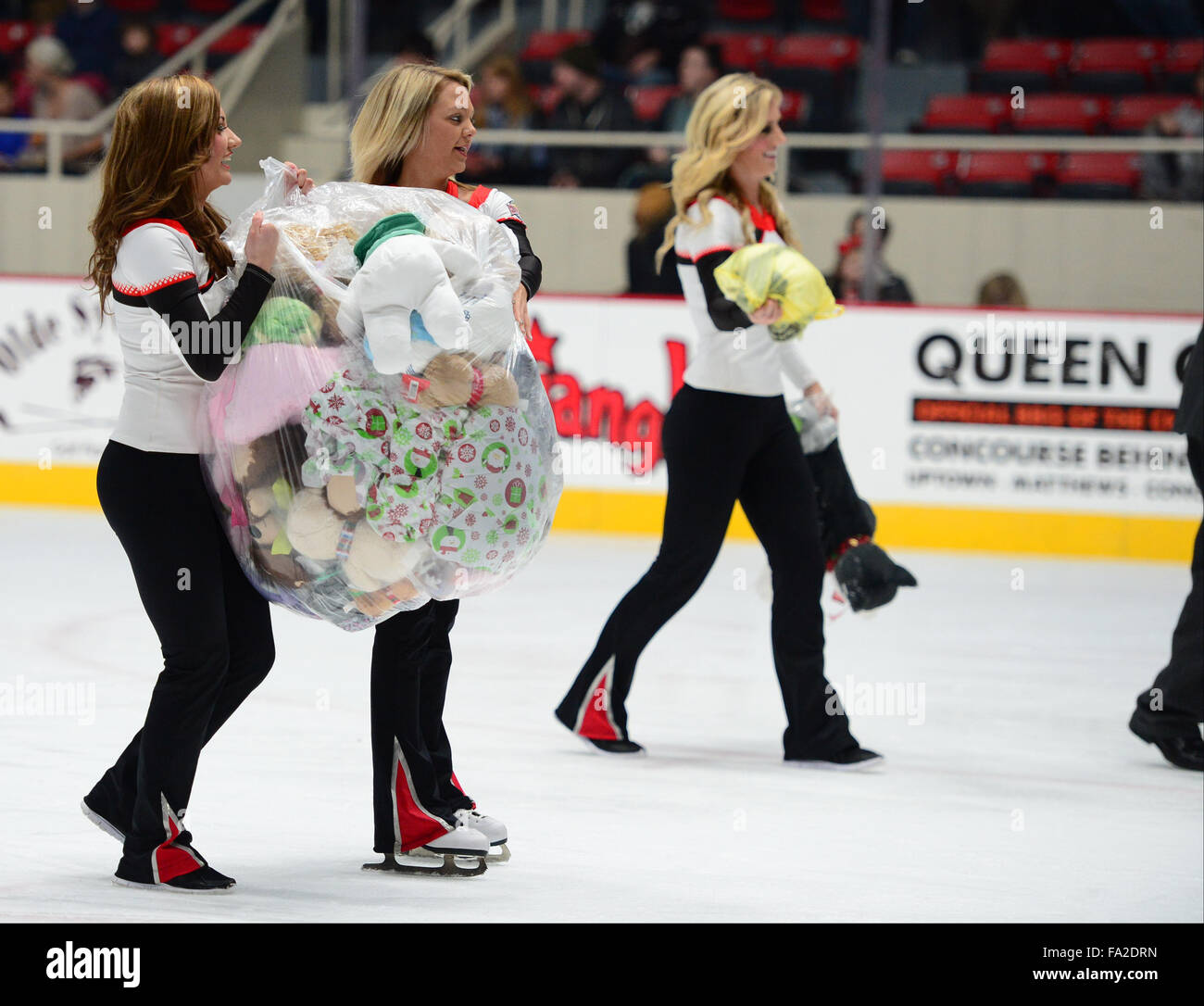 Charlotte, North Carolina, USA. 20th Dec, 2015. The Checkers fans threw ...