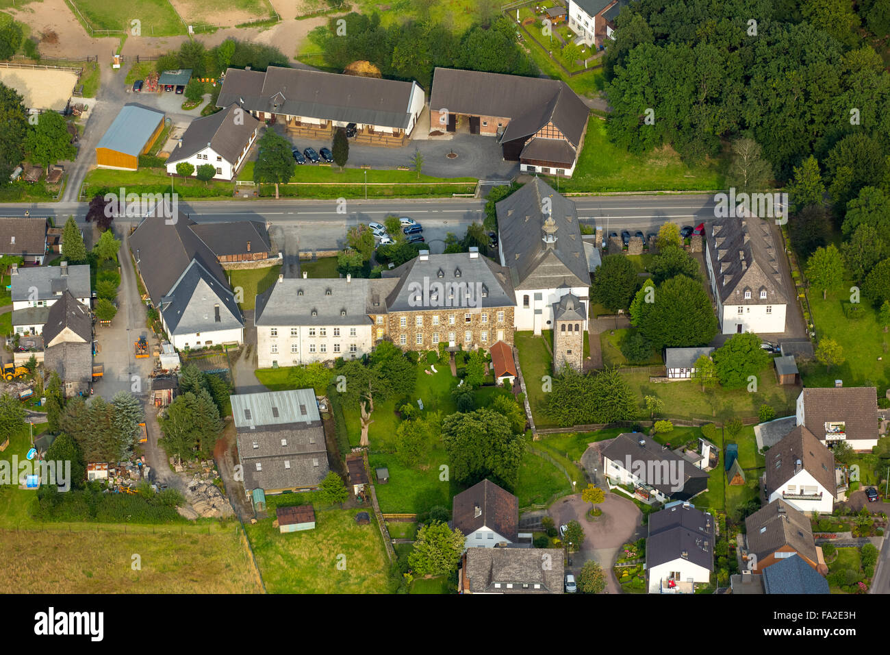 Aerial view, monastery Rumbeck, Rumbeck, Arnsberg, the Sauerland region ...