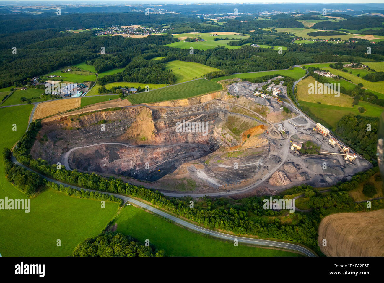 Aerial view, quarry Alb Bring near Eisborn, Albringen, Arnsberg, the ...
