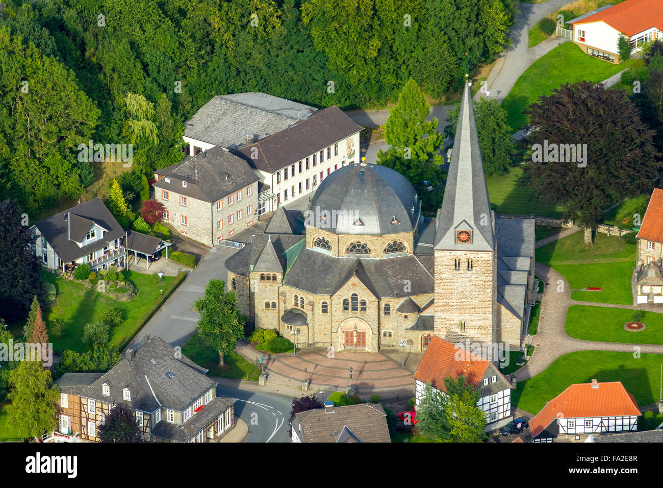 Aerial view, parish church of St. Blaise Balve, the holy Blasius ...