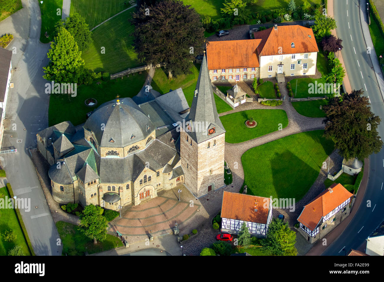 Aerial view, parish church of St. Blaise Balve, the holy Blasius ...