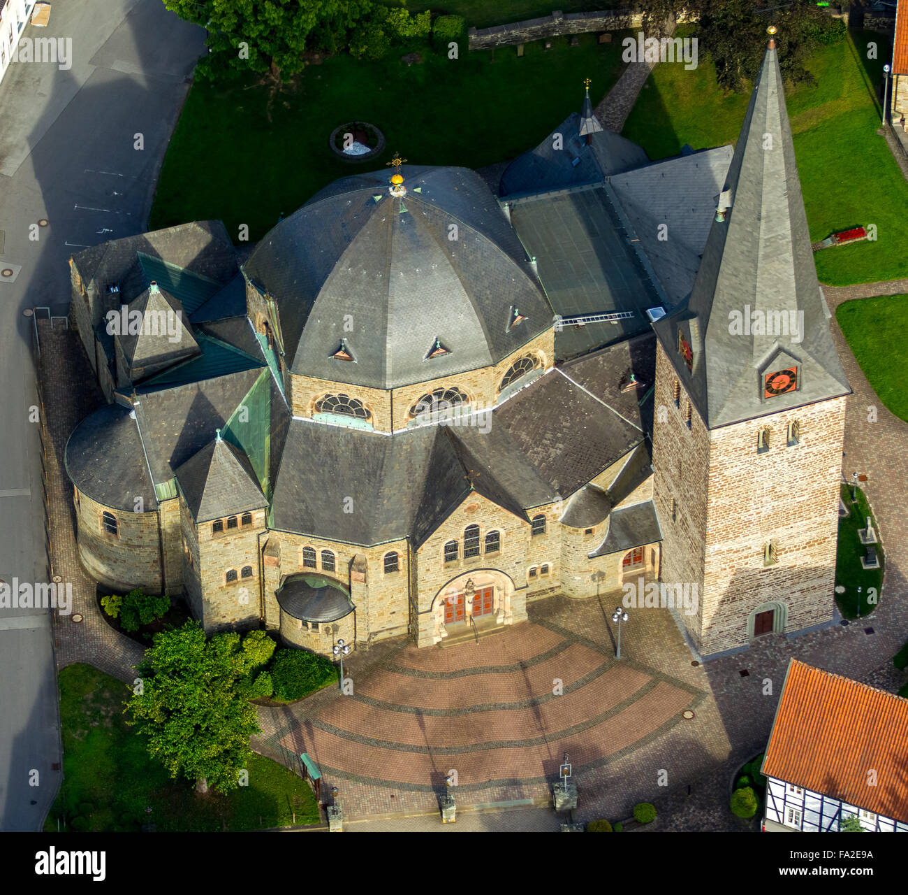 Aerial view, parish church of St. Blaise Balve, the holy Blasius ...