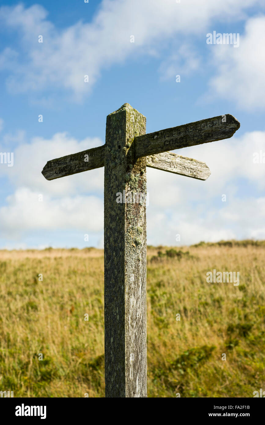 Pembrokeshire Coastal path sign post, Pembrokeshire, Wales, UK Stock ...