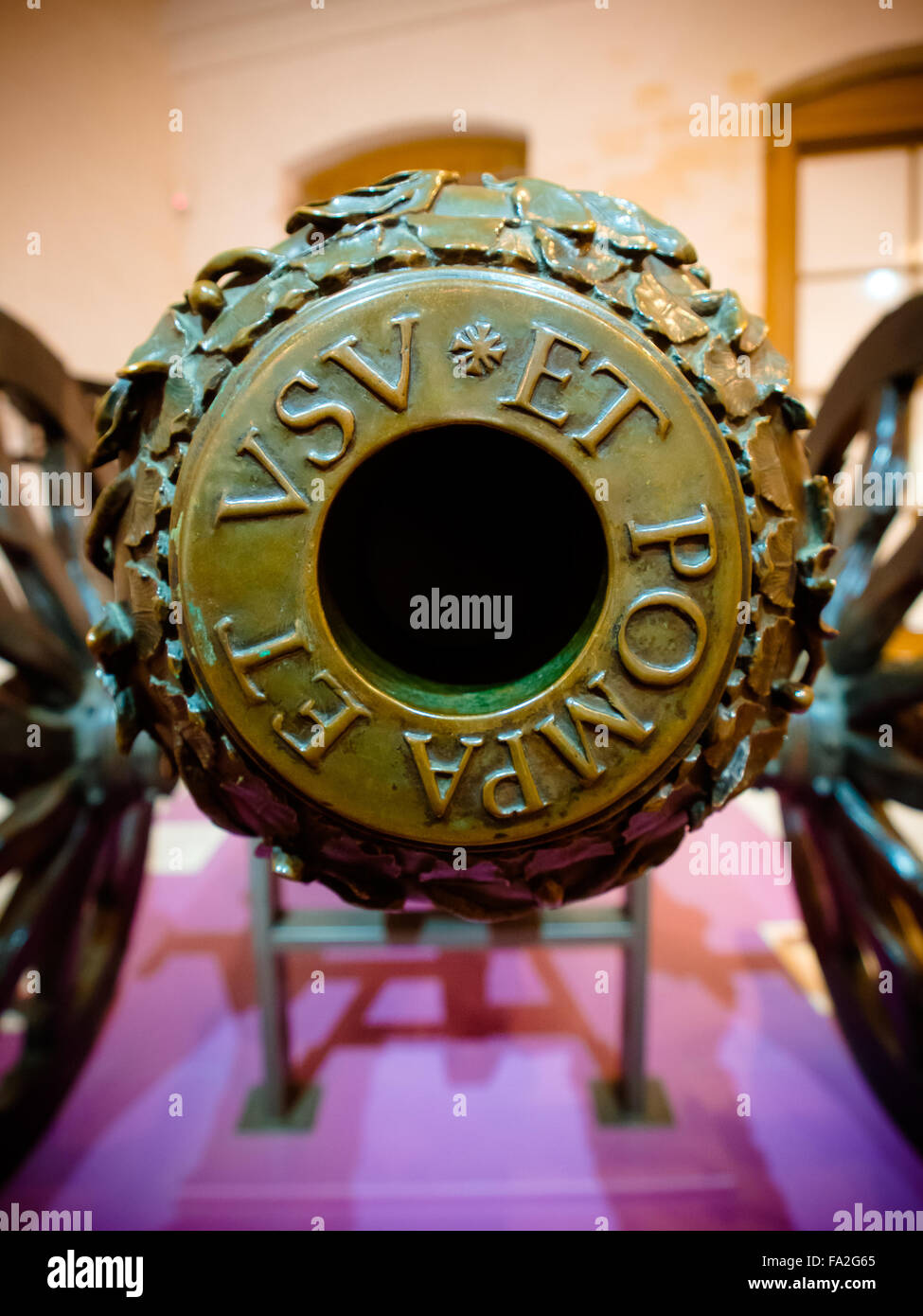 The muzzle of a Bronze 2 pdr Gun and Carriage cast by Alberghetti, at ...