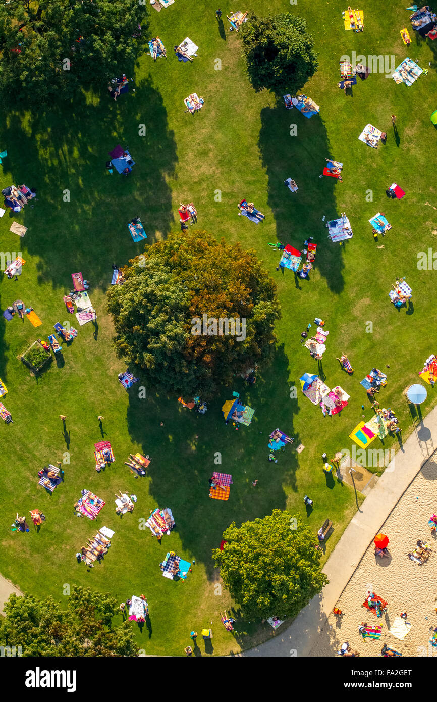 Aerial view, playground almost heart-shaped, beach south beach, play ...