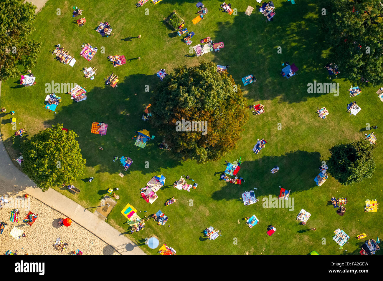 Aerial view, playground almost heart-shaped, beach south beach, play ...