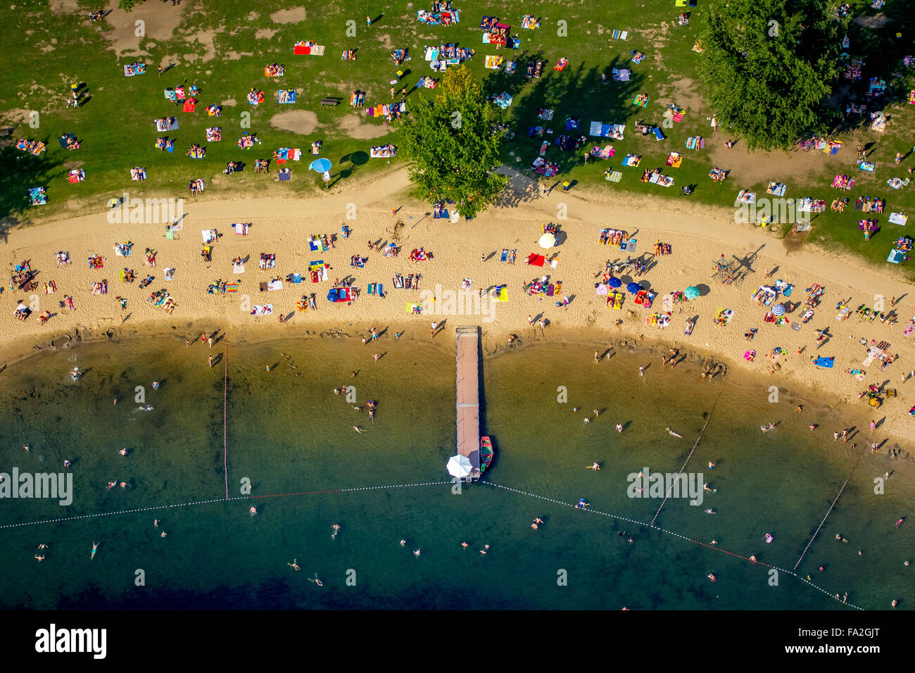 Aerial view, swimming and sunbathing area on the north side, beach ...