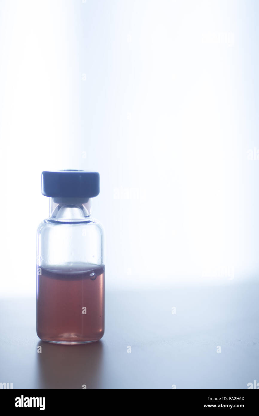 Phials of pharmaceutical insulin medication bottle in hospital clinic ...