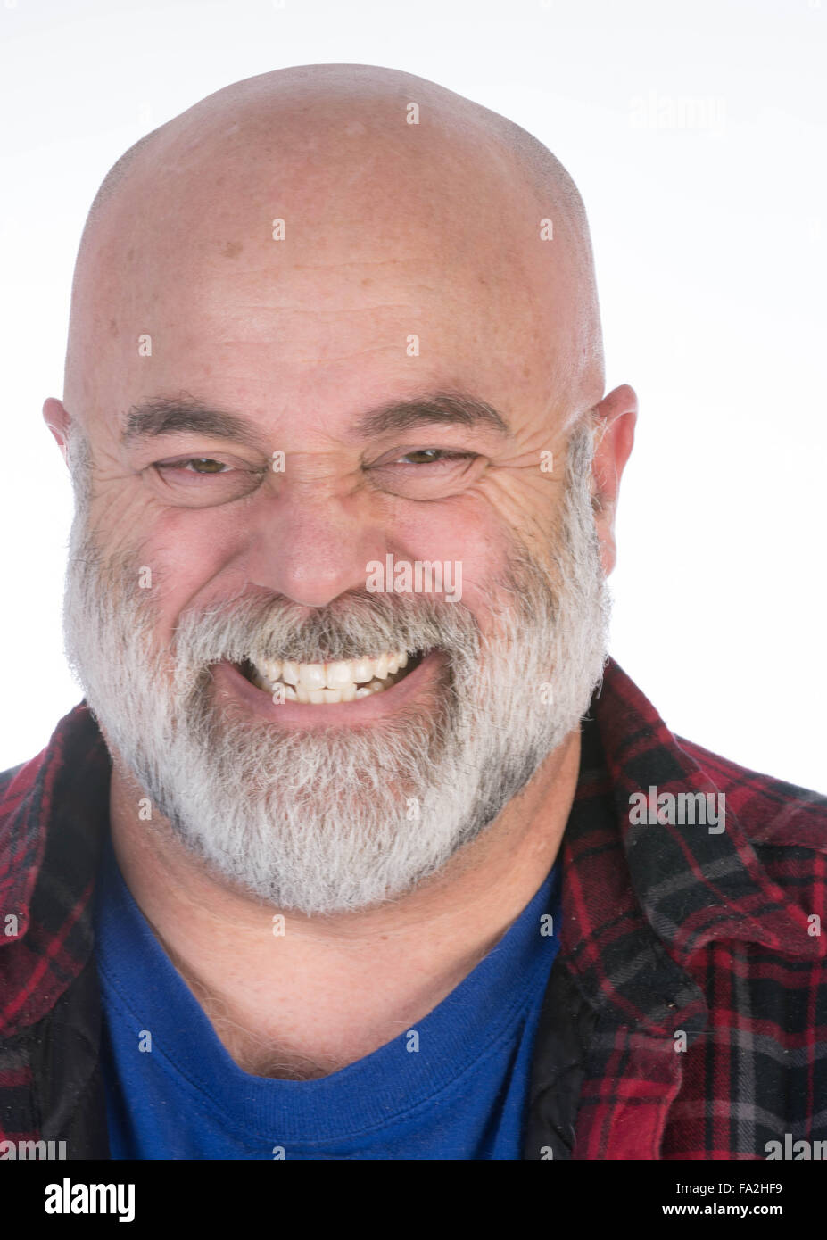 bald man in 50's on white background Stock Photo - Alamy