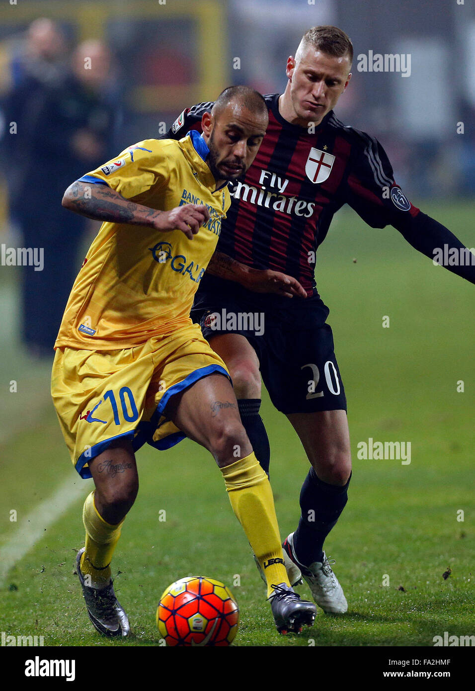 Frosinone, Italy. 20th Dec, 2015. Danilo Soddimo and Ignazio Abate during the Italian Serie A ...