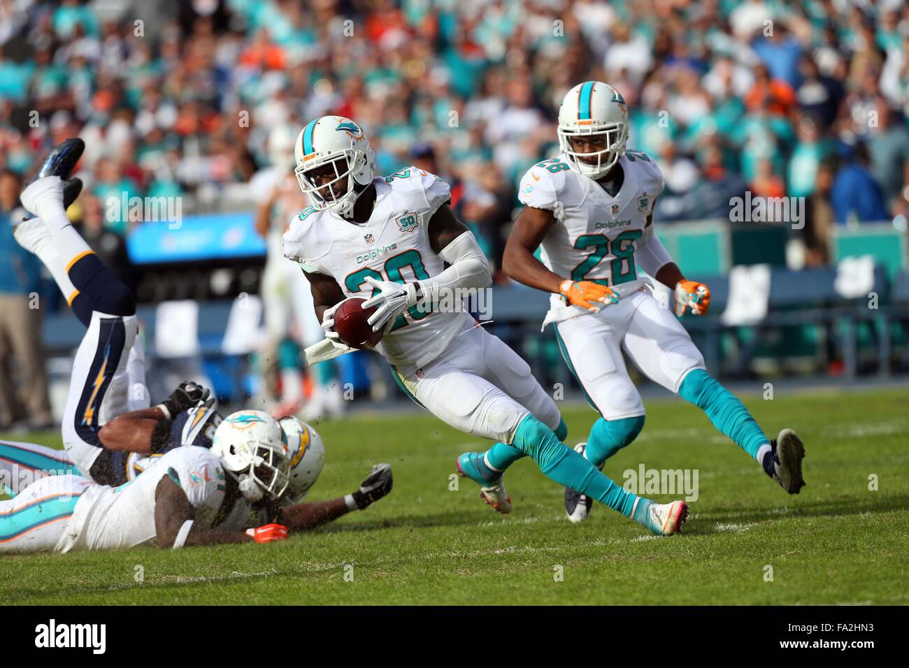 December 20, 2015 Miami Dophins safety Reshad Jones intercepts a pass ...