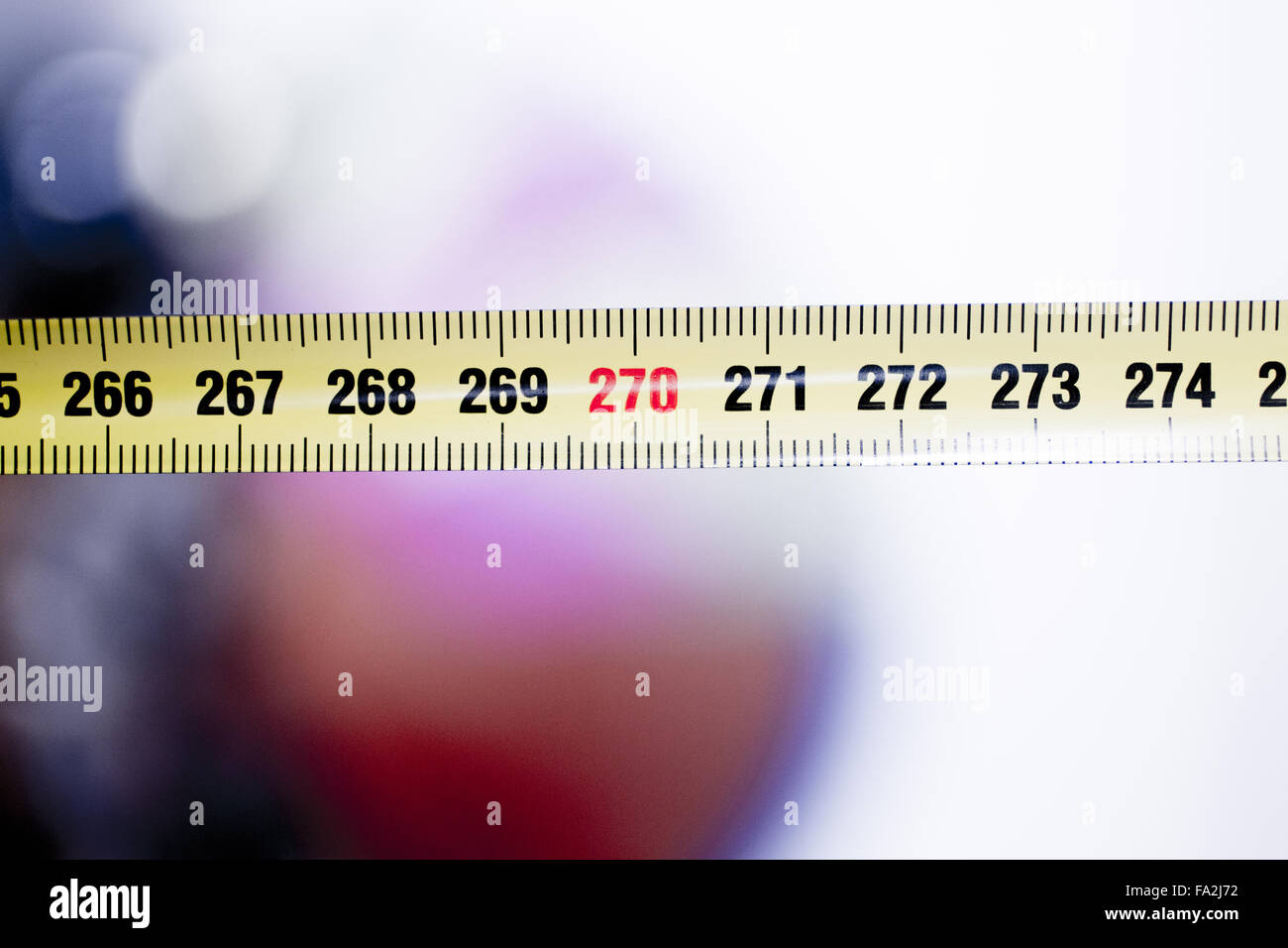 Measuring tape metal ruler showing measuement in centimeters (cm ...