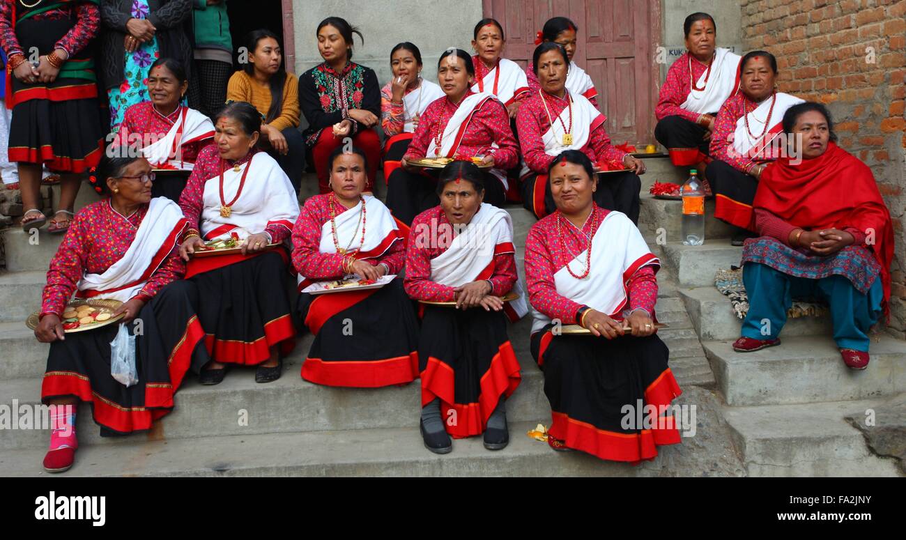 Kirtipur, Nepal. 20th Dec, 2015. Devotees gather to offer prayers to an ...