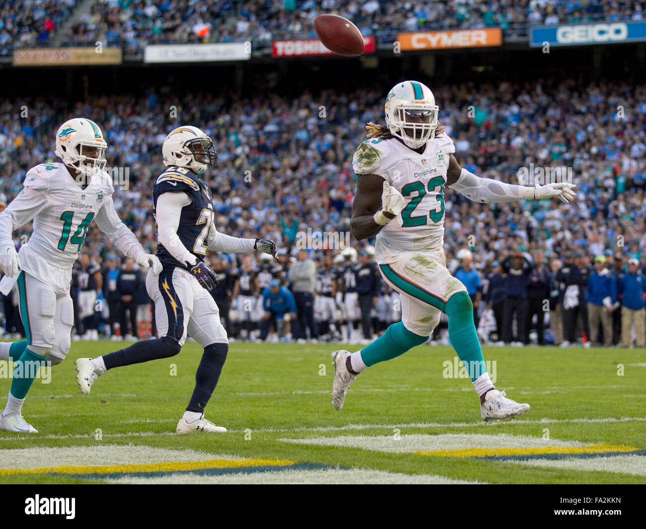 San Diego, Florida, USA. 20th Dec, 2015. Miami Dolphins running back ...