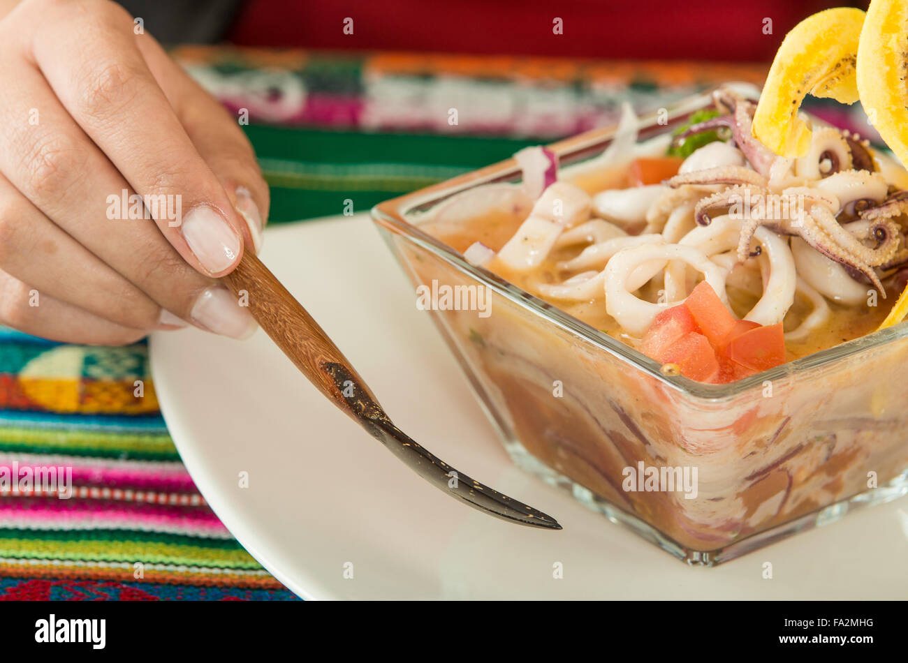 Delicious calamari ceviche, typical ecuadorian plate Stock Photo - Alamy