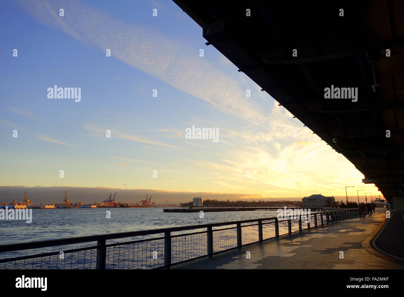 Golden sunset at Pier 11 in New York City Stock Photo - Alamy