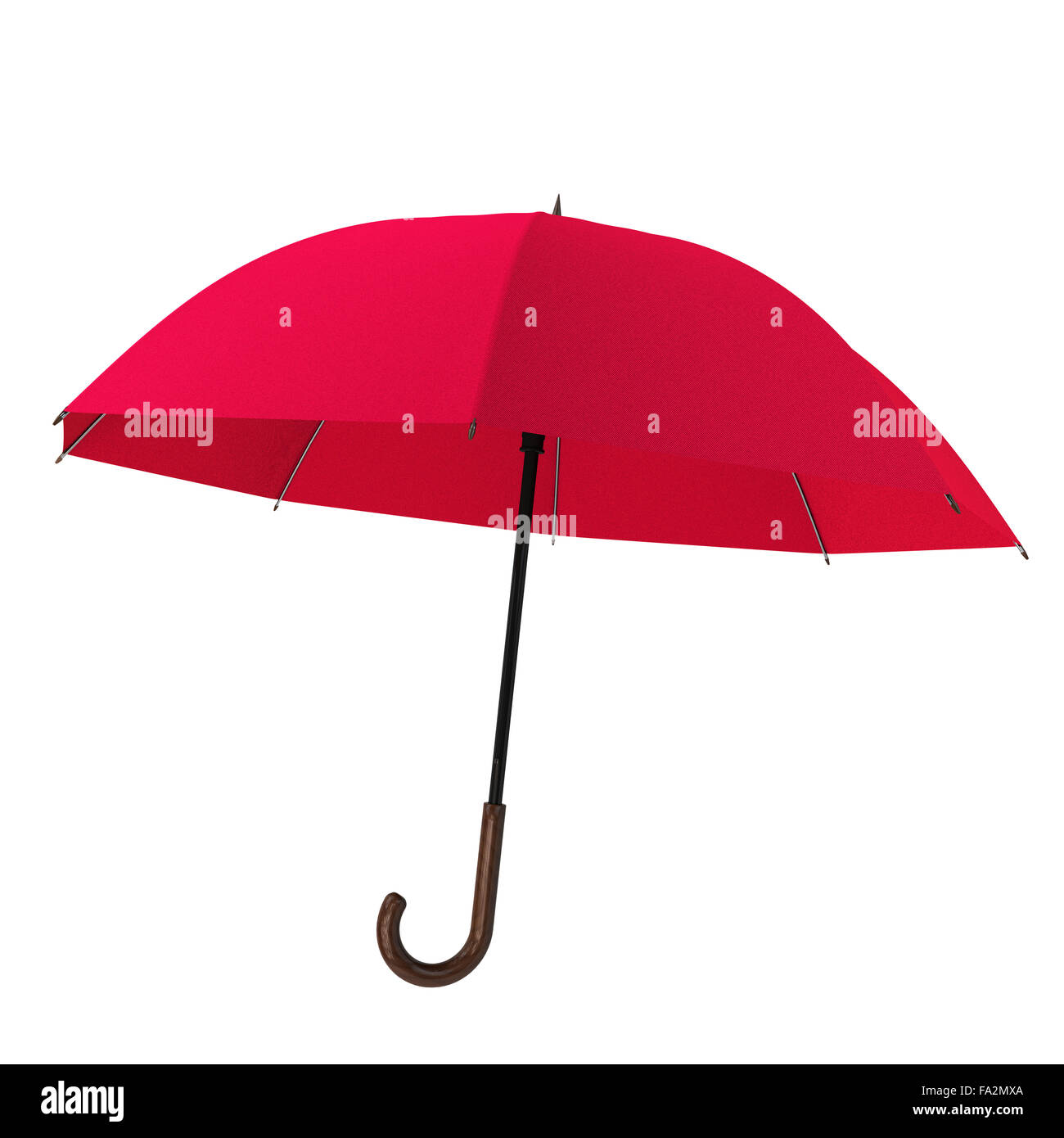 Open red umbrella isolated on white background. Highly detailed render ...