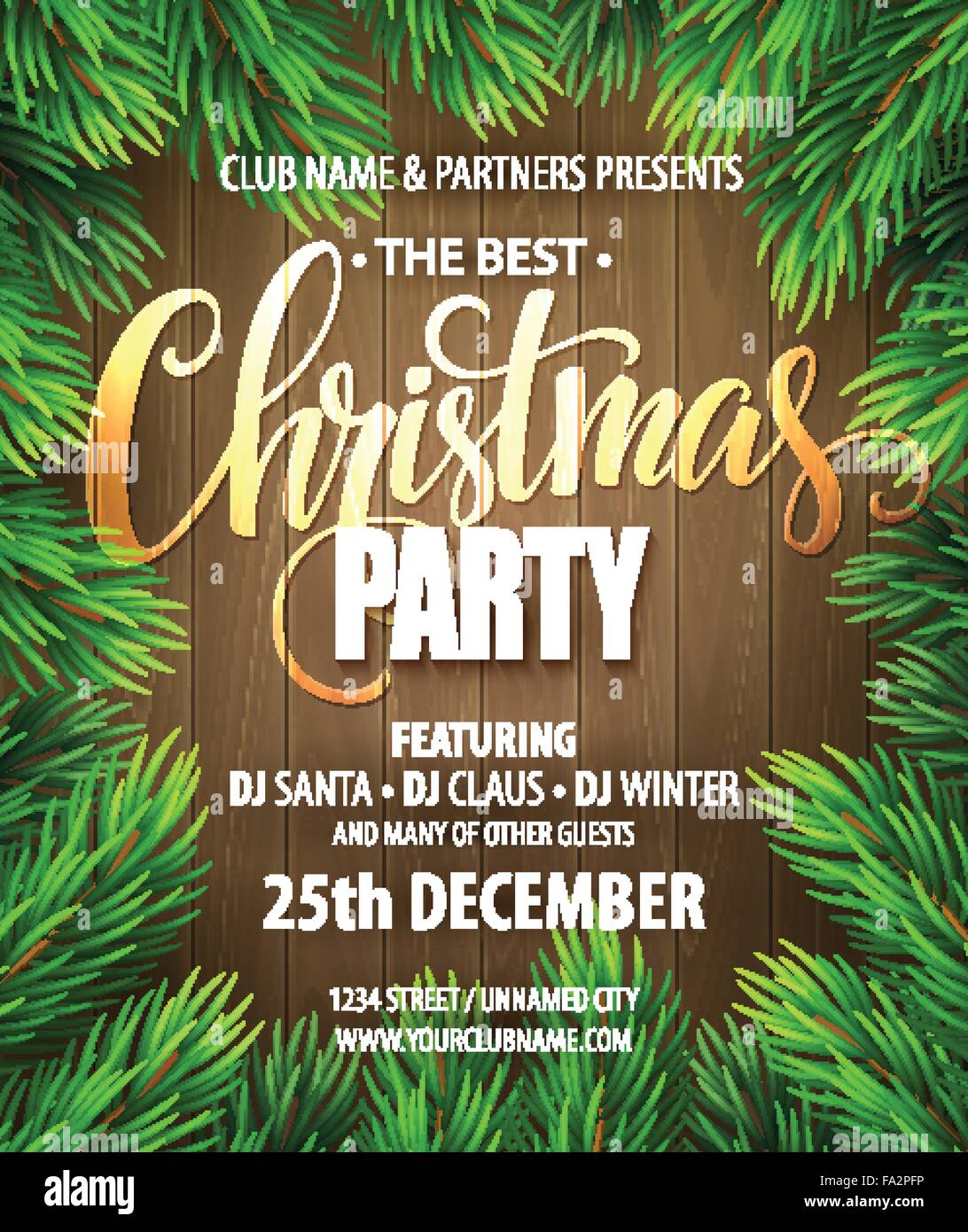 Christmas Party poster design template. Vector illustration Stock ...