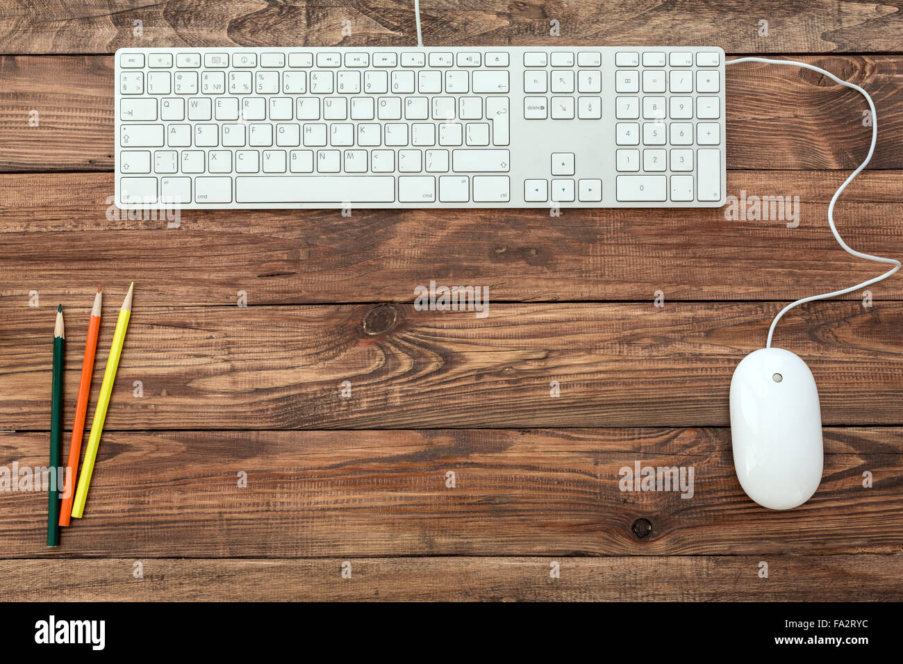 Workspace on wood table Stock Photo - Alamy