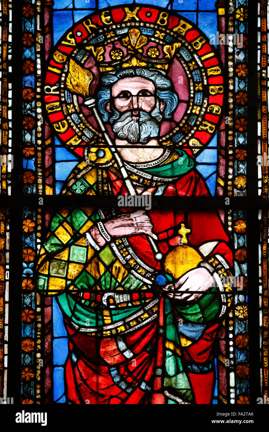 Our Lady of Strasbourg Cathedral. Stained glass window, 13th century ...