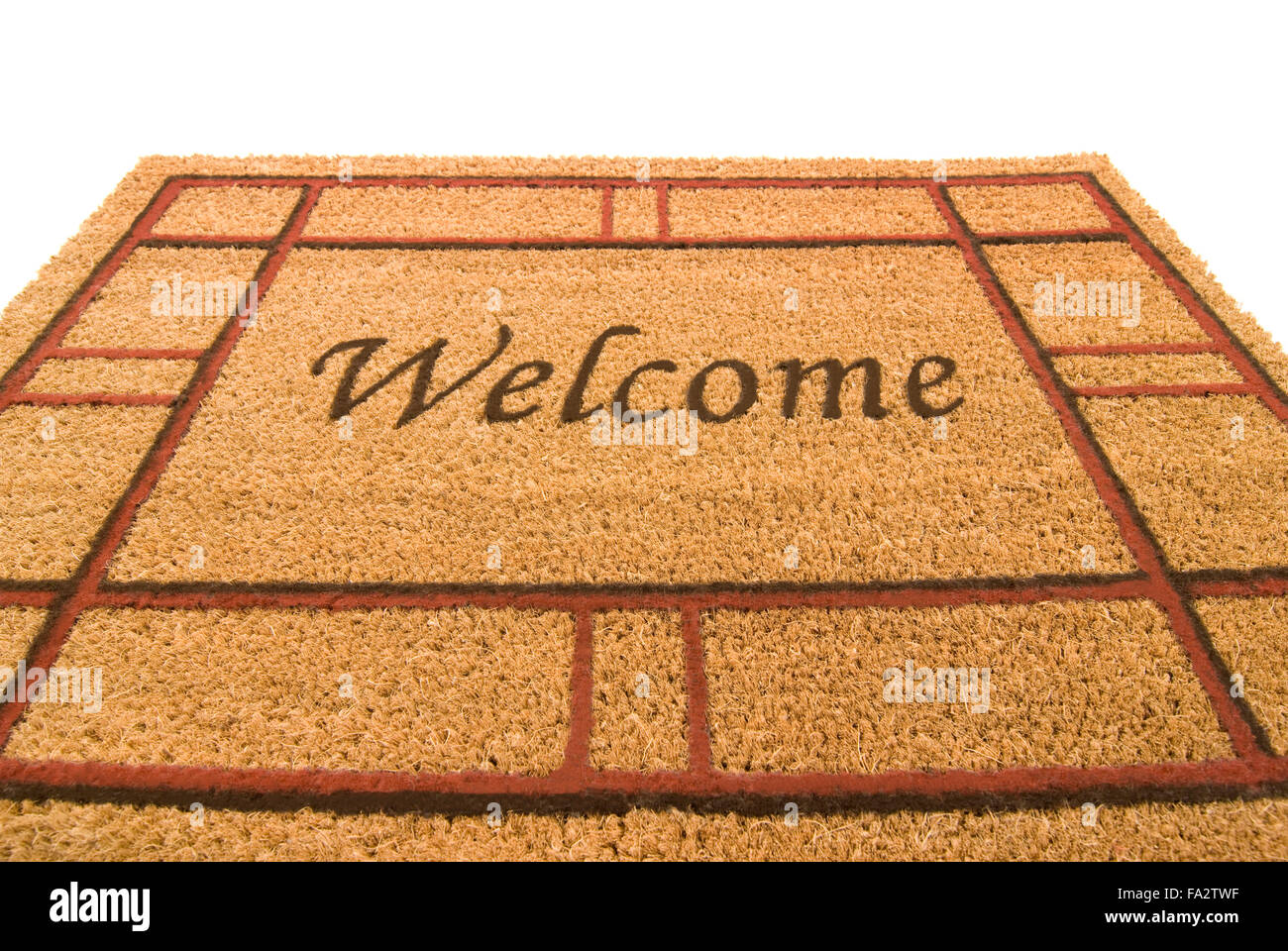 Welcome Mat With Wide Angle Perspective on White Background Stock Photo ...
