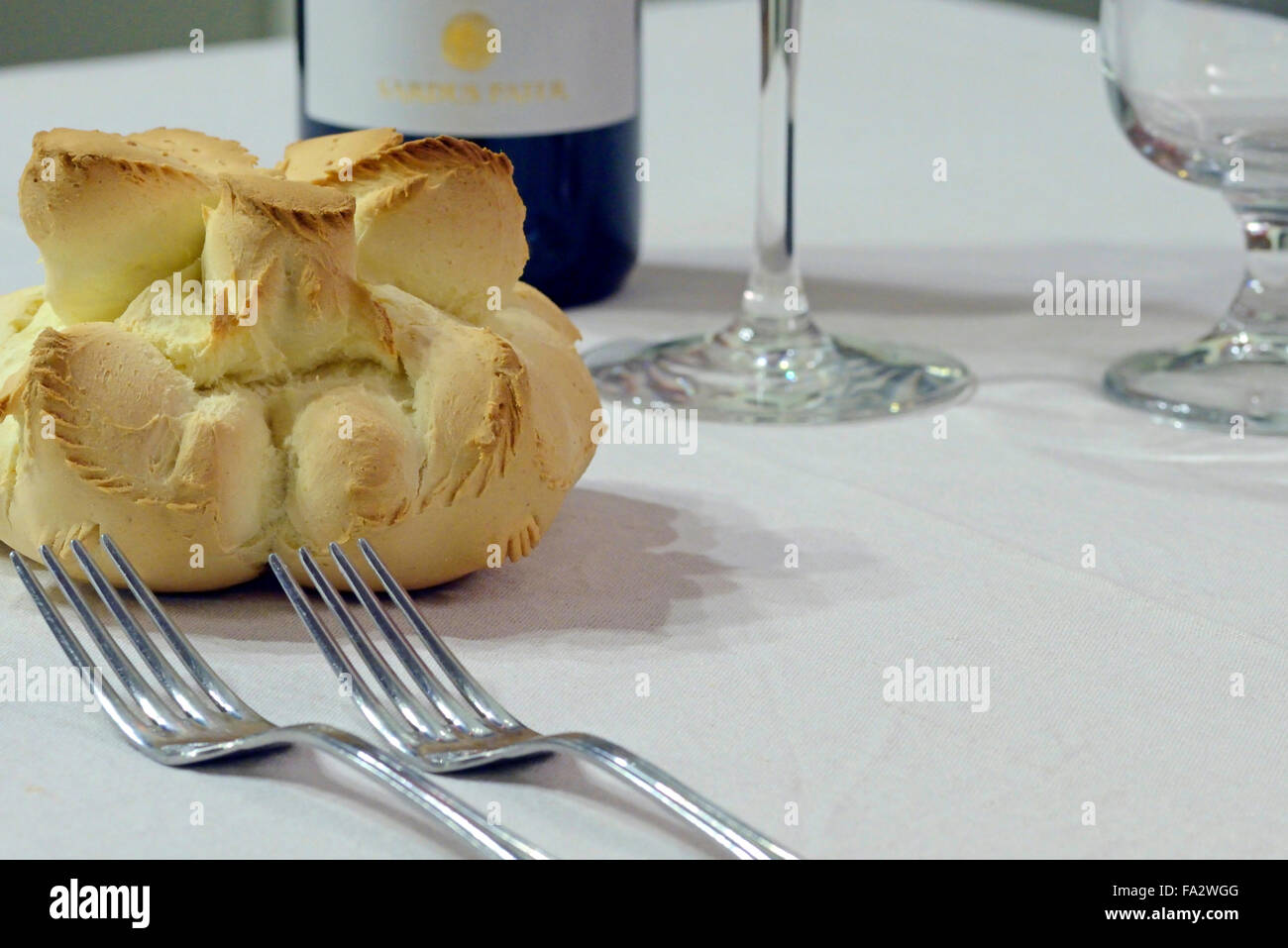 Pane cocoi bread, a typical sardinian dish, Santulussurgiu, Sardinia ...
